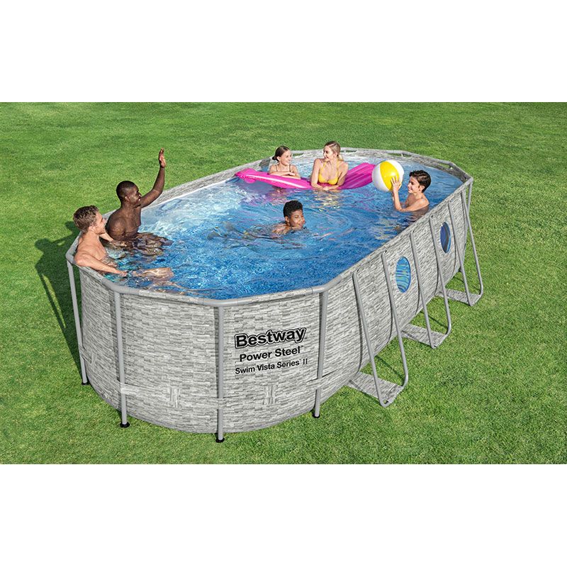 Piscine Bestway ovale Power Steel Swim Vista 5,49 x 2,74 h.1,22m