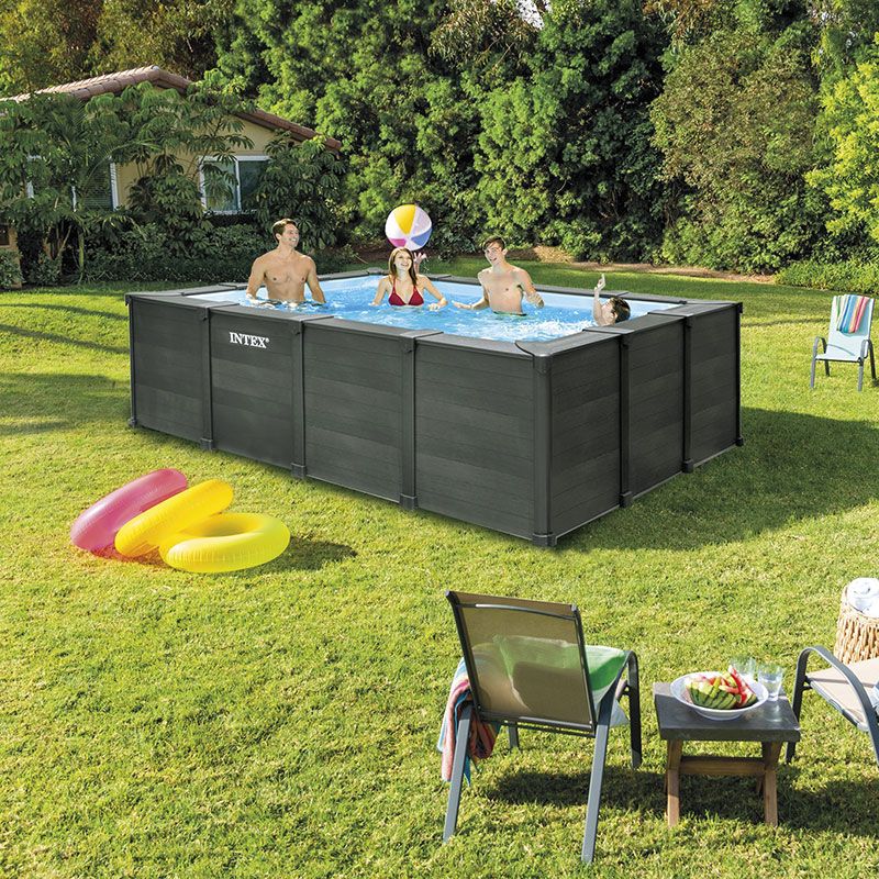Piscine Graphite Intex 4,00 x 3,00 x h1,24m forme rectangulaire
