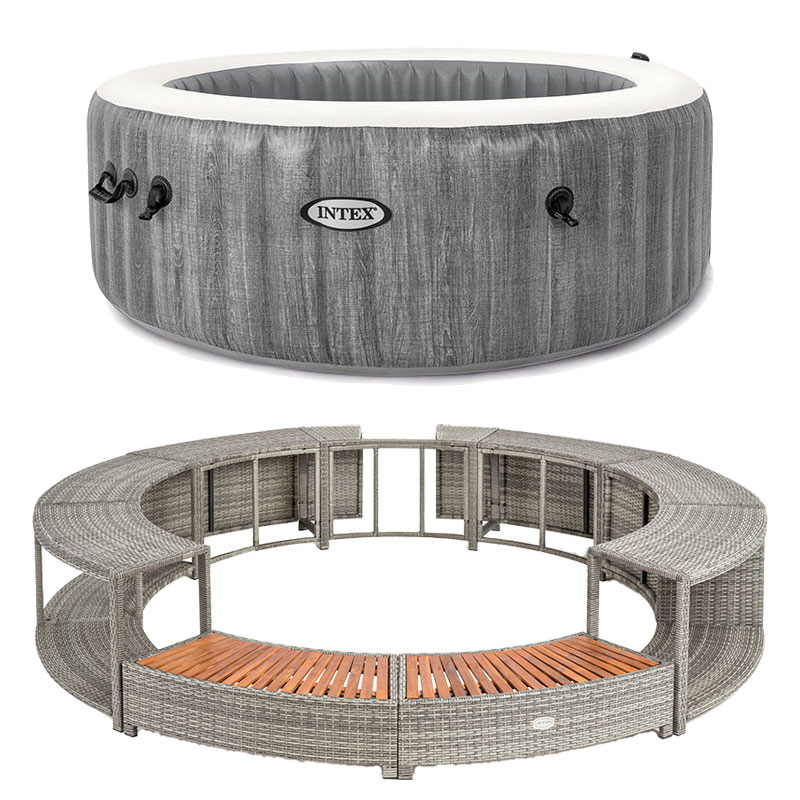 Intex Spa gonflable PureSpa Sahara rond Bulles 4 places Beige