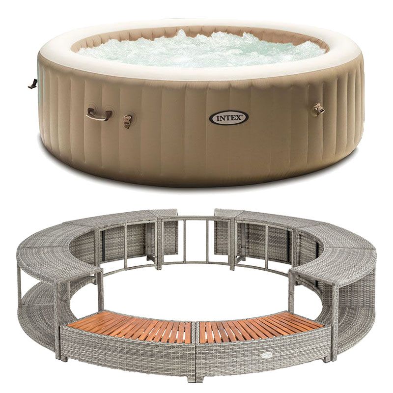 Kit Spa gonflable Intex 4 places et son lot de mobilier rond 200cm